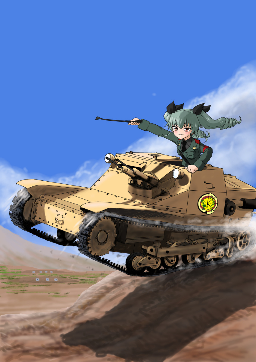 Safebooru - 1girl anchovy blue sky brown eyes carro veloce l3/33 ...