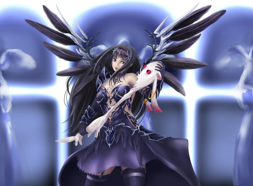 Safebooru - 1girl adapted costume akemi homura akuma homura bare shoulders black gloves black ...