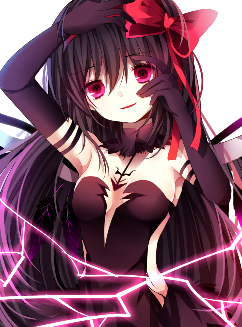 Safebooru - 1girl akemi homura akuma homura bare shoulders black gloves black hair bow choker ...
