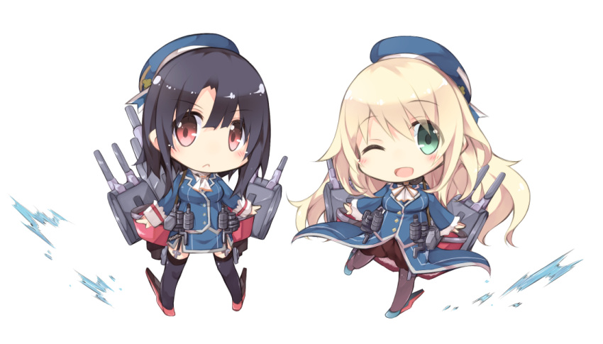 Safebooru - 2girls atago (kantai collection) black hair blonde hair ...