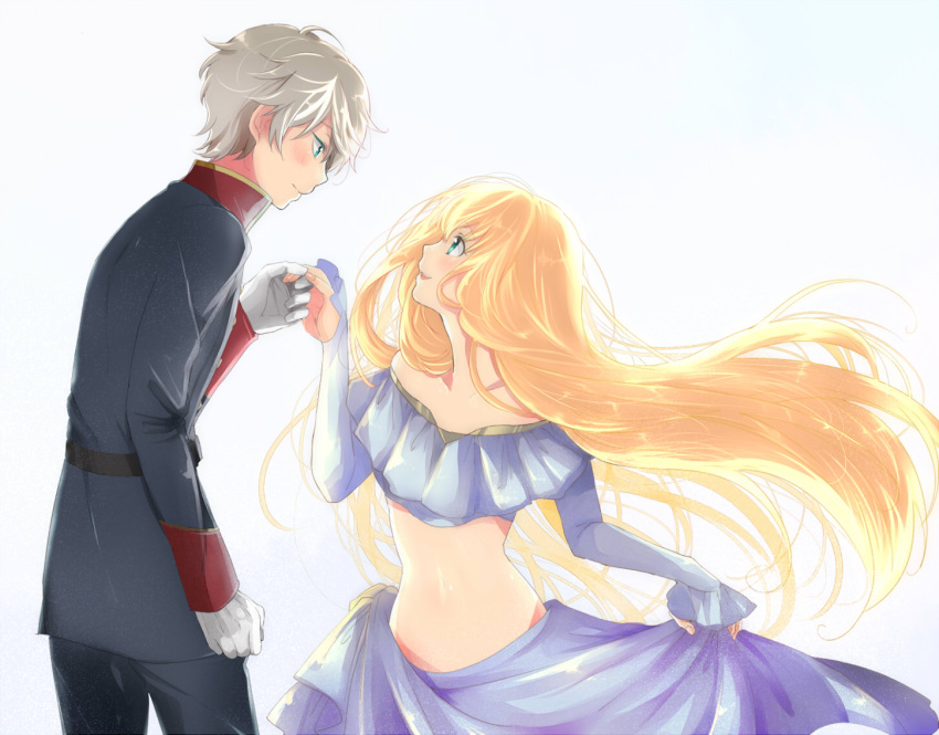Safebooru - 1boy 1girl aldnoah.zero amy26 asseylum vers allusia bare shoulders blonde hair blue ...