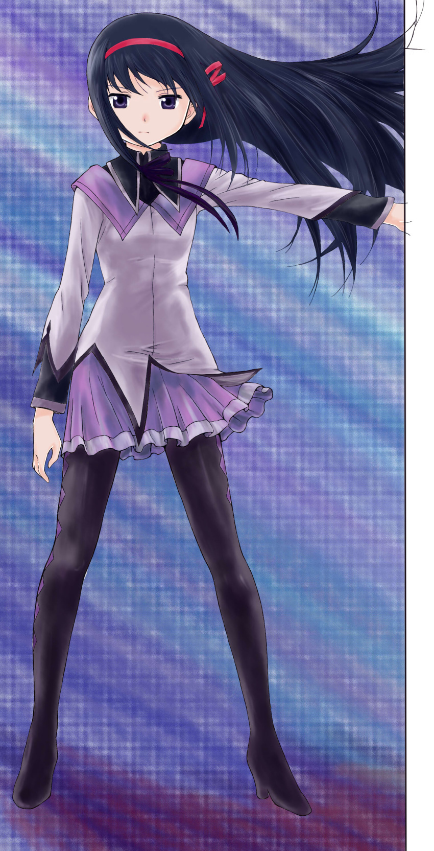 Safebooru - 1girl absurdres akemi homura black hair hair ribbon high heels highres long hair ...