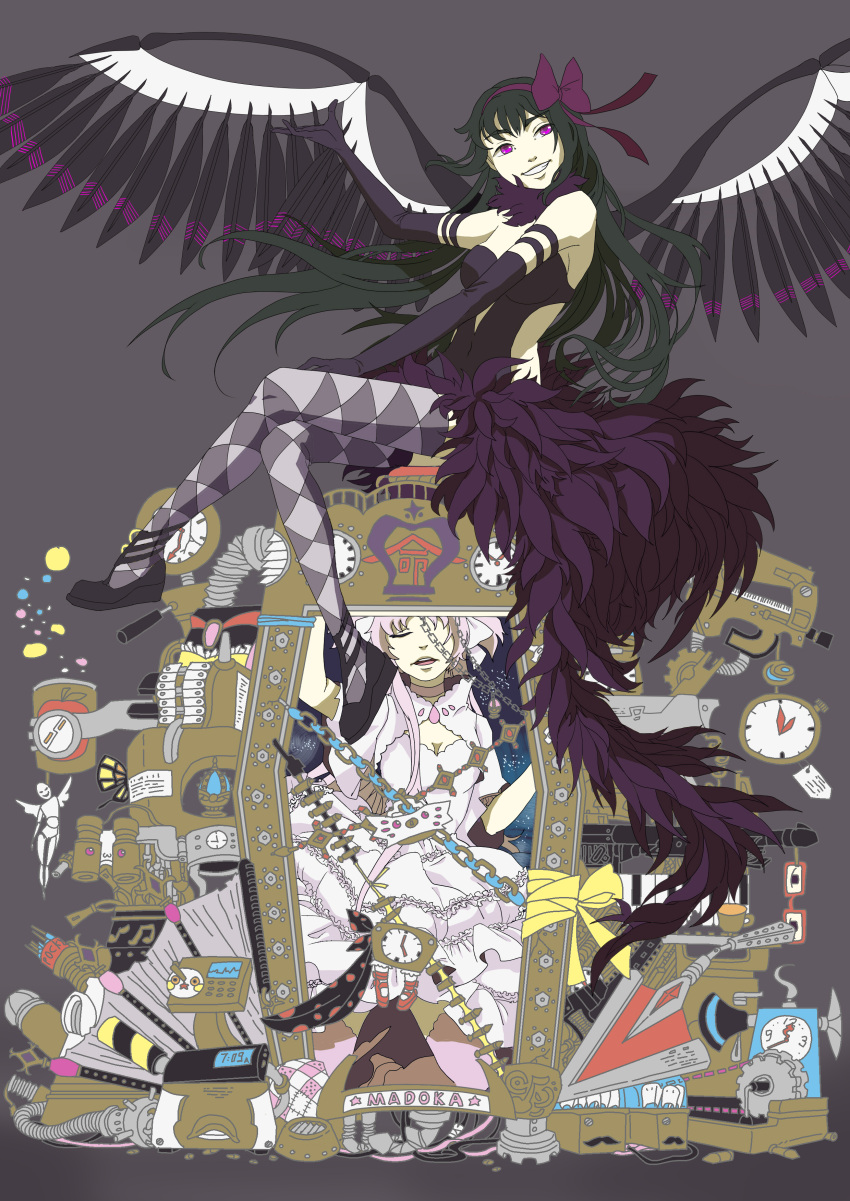 Safebooru - 2girls absurdres akemi homura akuma homura argyle argyle legwear bare shoulders ...