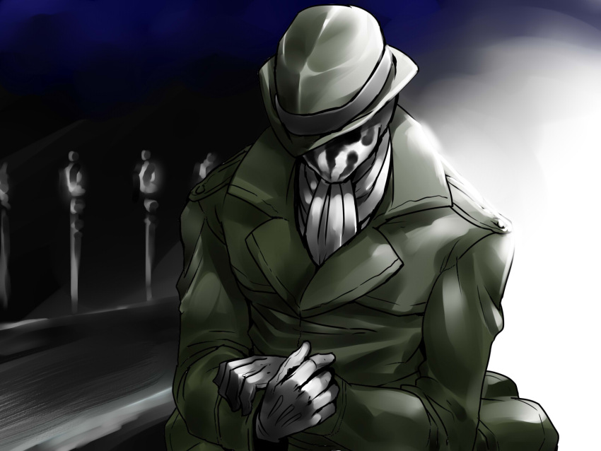 Safebooru - dc comics hat highres mask rorschach scarf trench coat ...