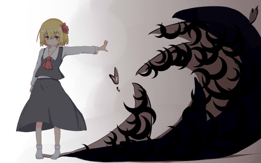 Safebooru - 1girl blonde hair darkness hair ribbon highres outstretched ...