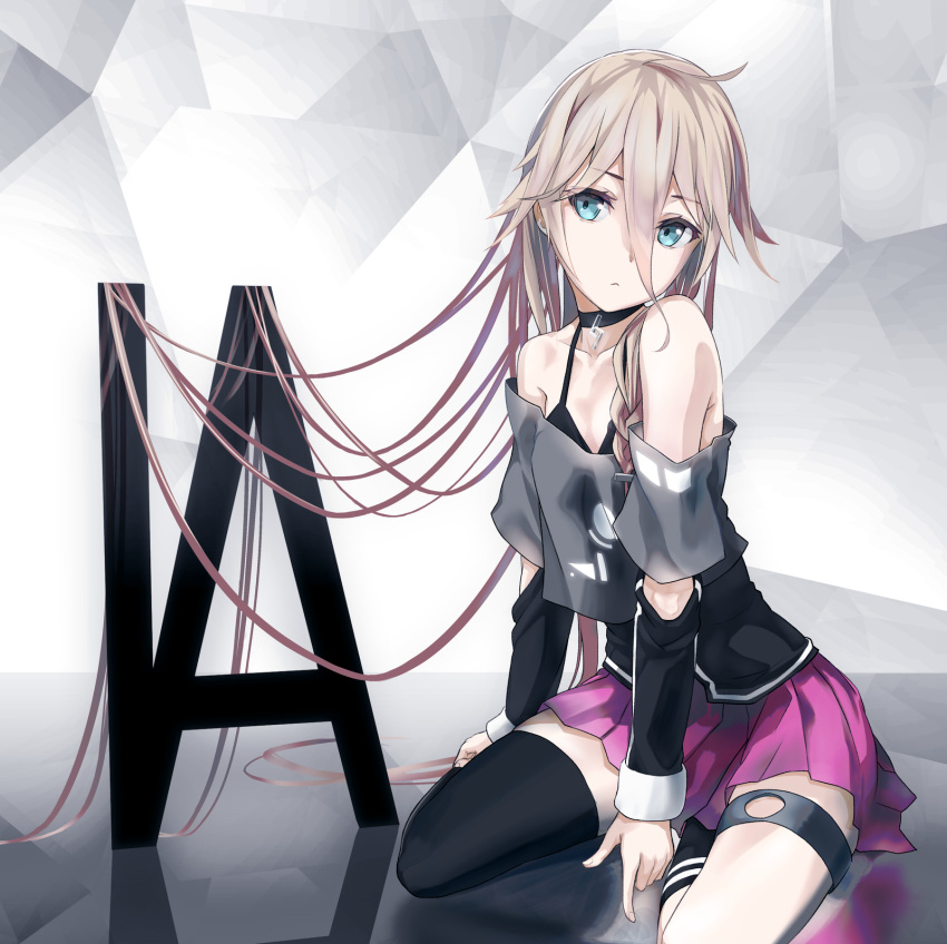 Safebooru - 1girl blonde hair breasts buts choker cleavage green eyes highres ia (vocaloid) long ...