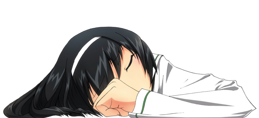 Safebooru - black hair closed eyes girls und panzer hairband kaya ...