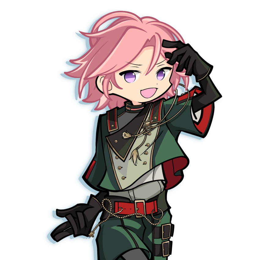 Safebooru - 1boy aiguillette arm at side arm up belt belt buckle belt chain black gloves buckle ...