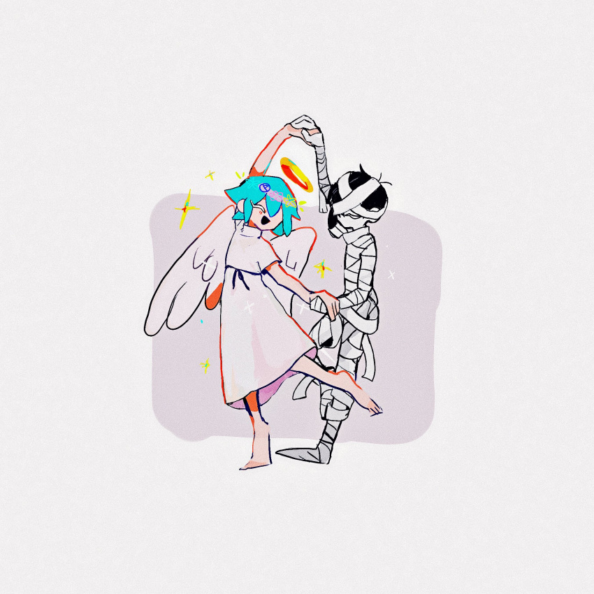 Safebooru - 2boys angel angel wings barefoot basil (headspace) (omori ...