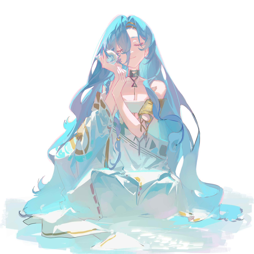 Safebooru - 1girl 37 (reverse:1999) absurdres ancient greek clothes bare shoulders blue hair ...
