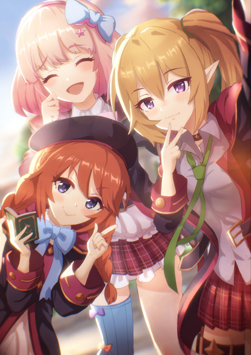 Safebooru - 3girls beret black choker black coat black hat blonde hair ...