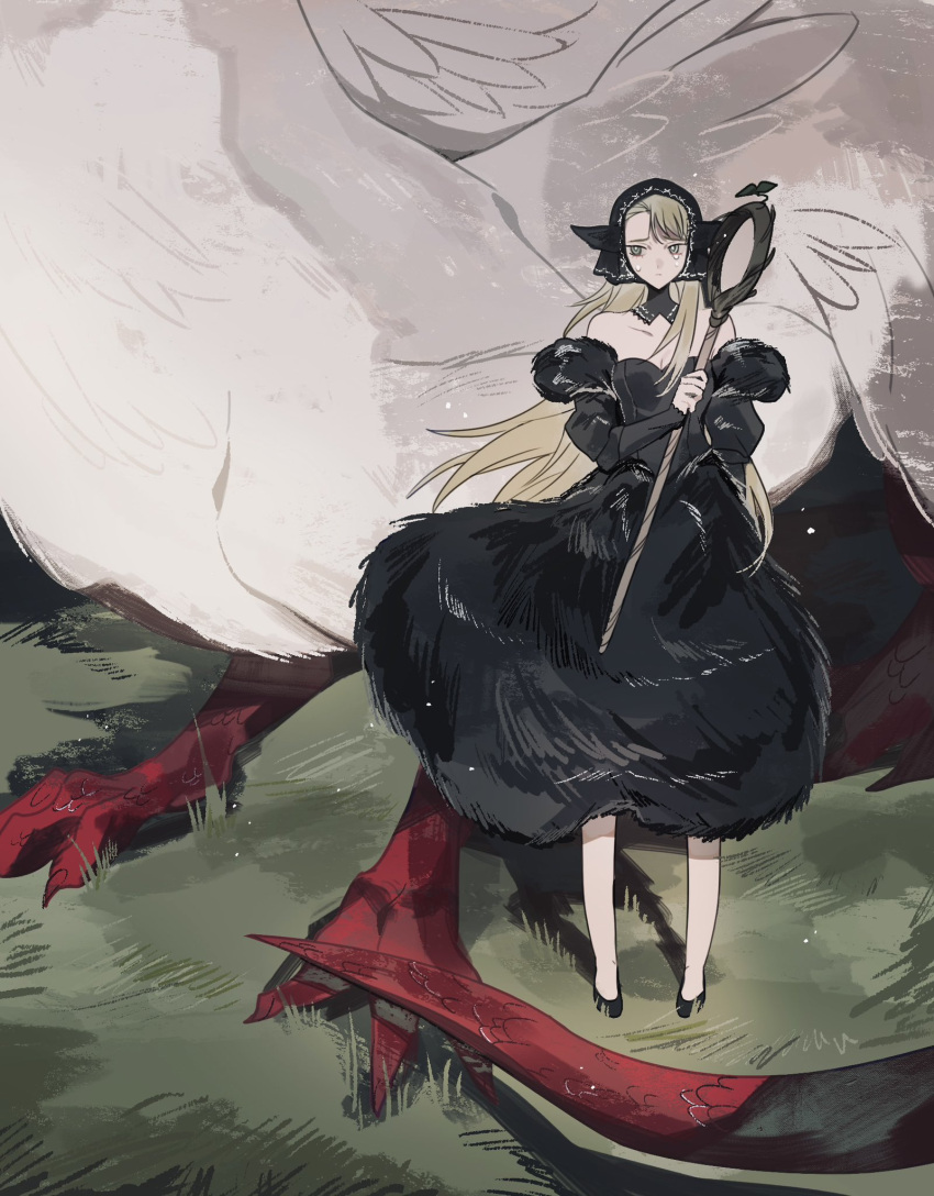 Safebooru - 1girl black dress blonde hair chimera commentary dress ...