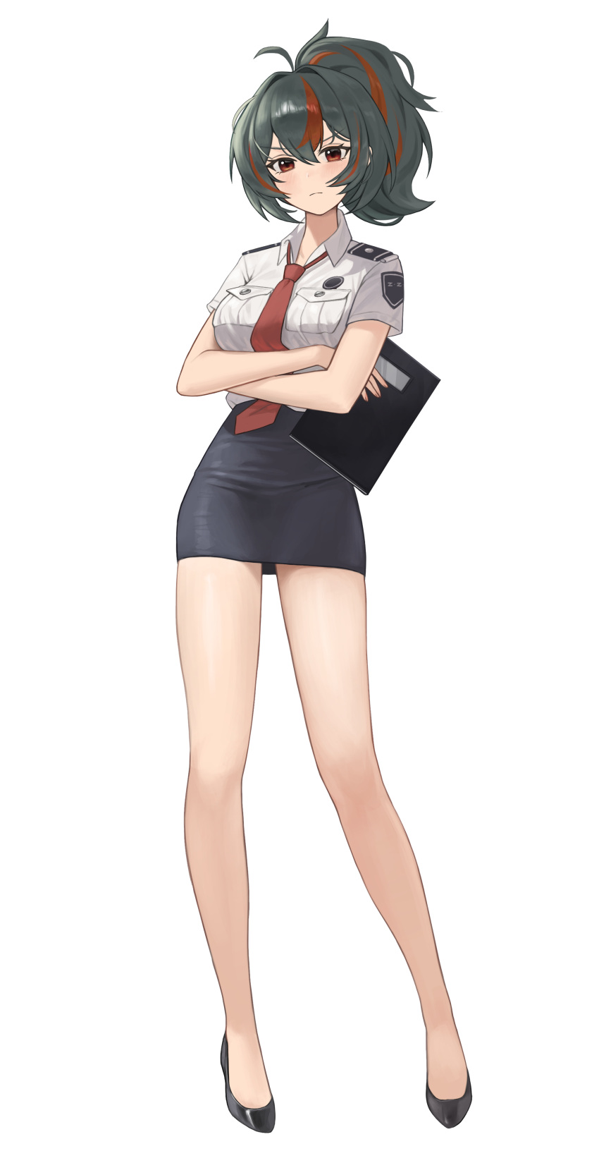 Safebooru - 1girl absurdres alternate costume black hair breasts closed mouth crossed arms dang ...