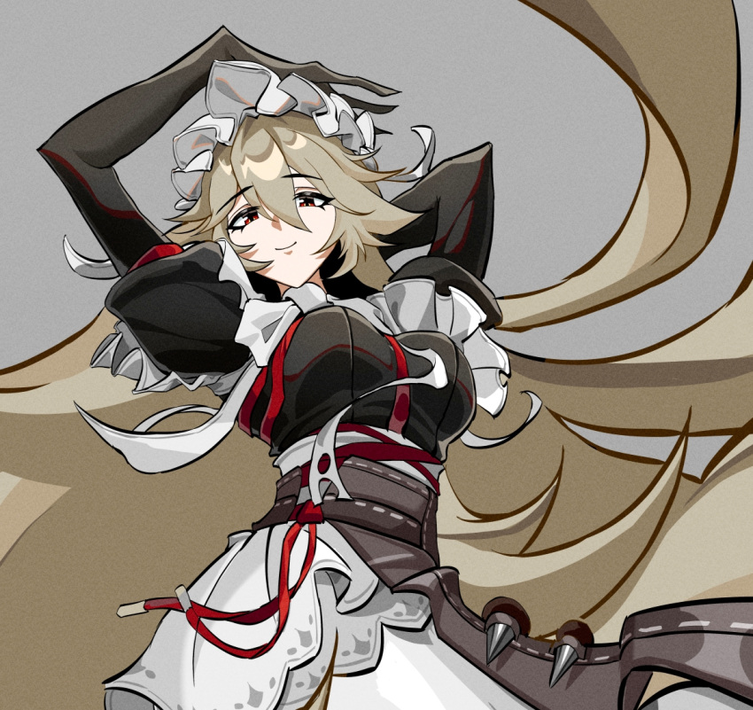 Safebooru - 1girl alexandrina sebastiane arms up atlantis (artist) black dress breasts closed ...