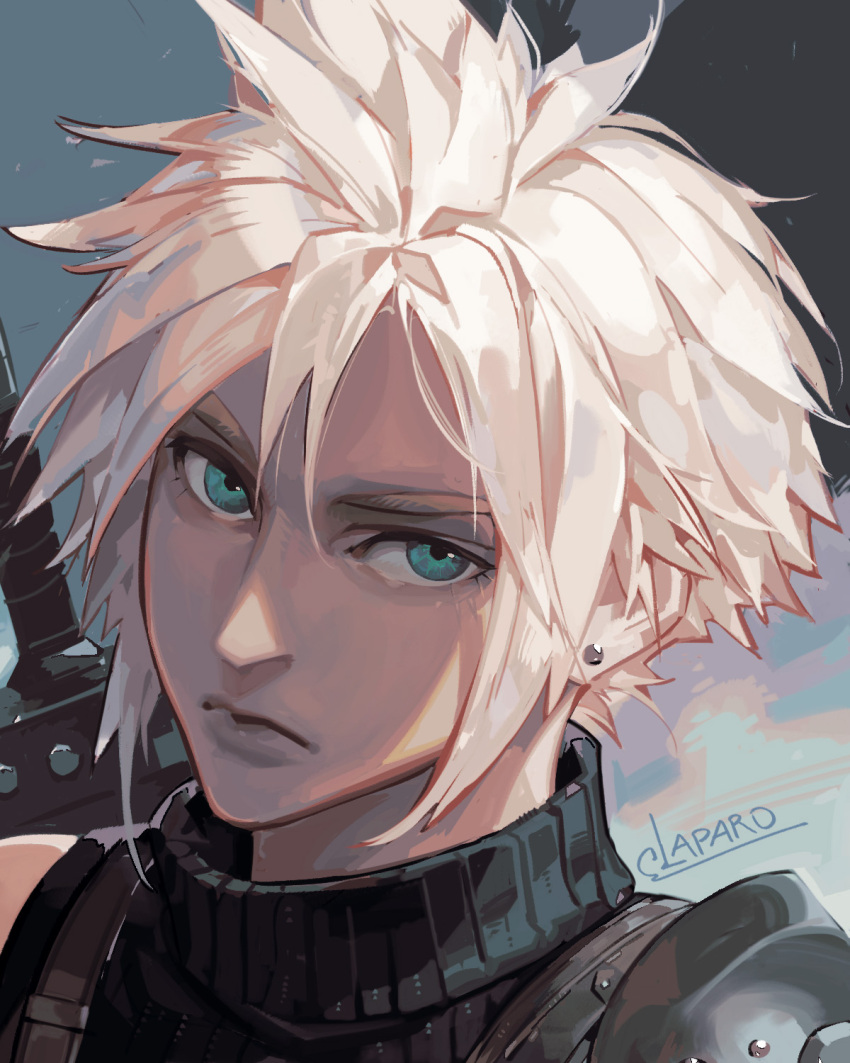 Safebooru - 1boy armor artist name birthday blonde hair blue eyes buster sword claparo closed ...