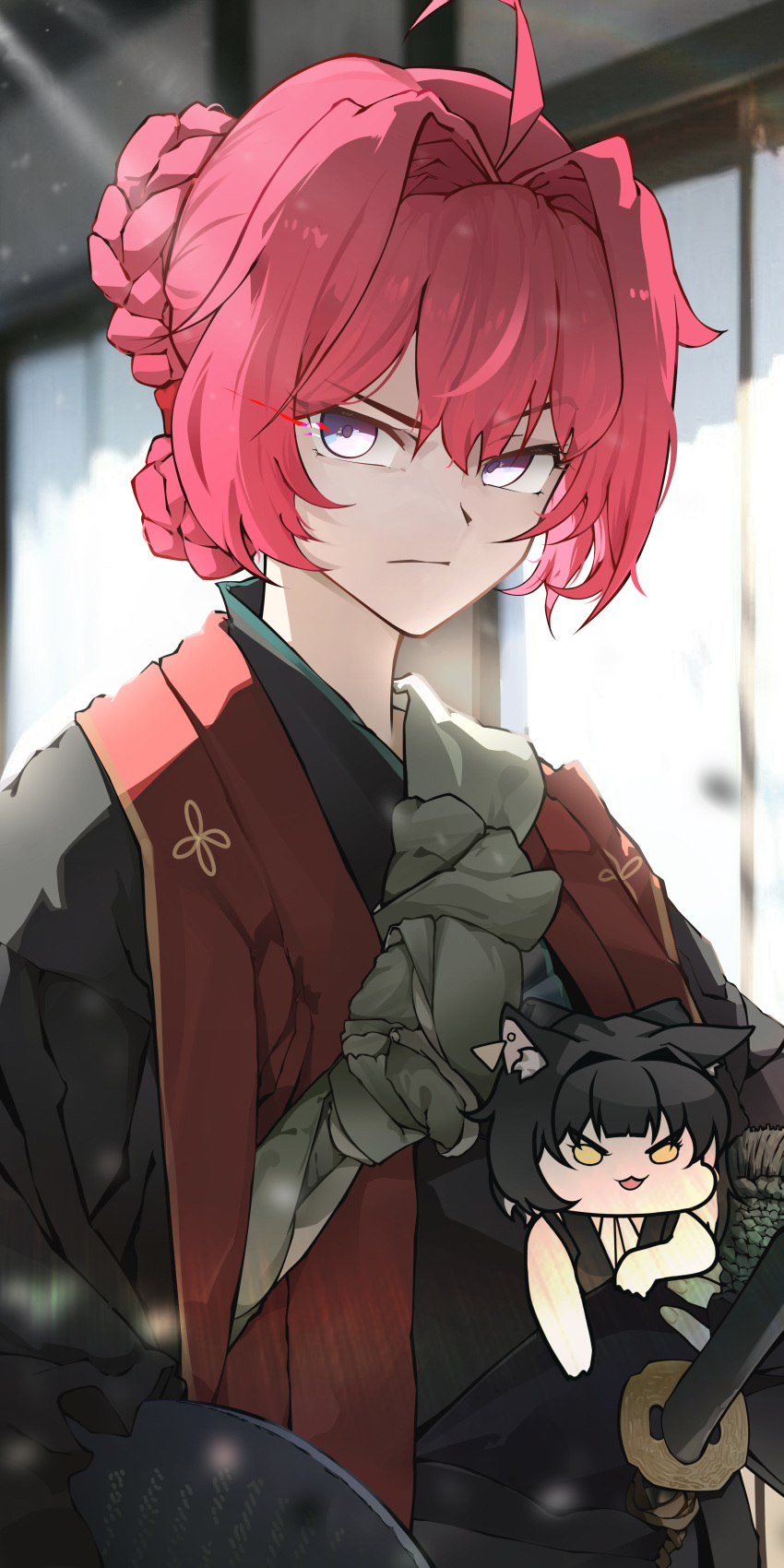 Safebooru - 2girls absurdres ahoge alternate costume black hair black ...