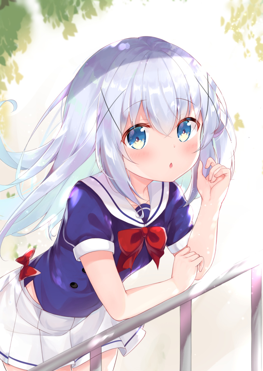 Safebooru - 1girl :o bent over blue eyes blue hair blush gochuumon wa ...