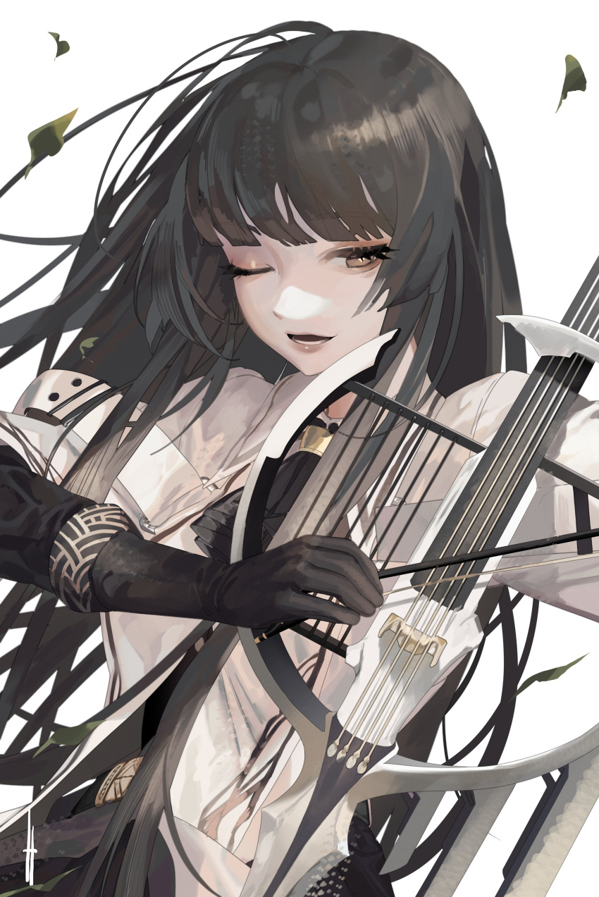 Safebooru - 1girl absurdres arknights ascot black ascot black bustier black gloves black hair ...