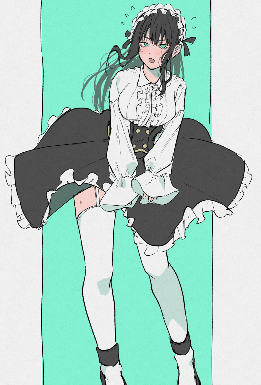 Safebooru - 1girl absurdres aqua eyes black hair black skirt breasts center frills chainsaw man ...