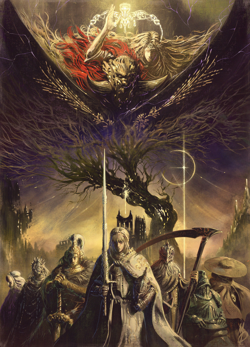 Safebooru - 2girls 6+boys absurdres armor armor under clothes black ...