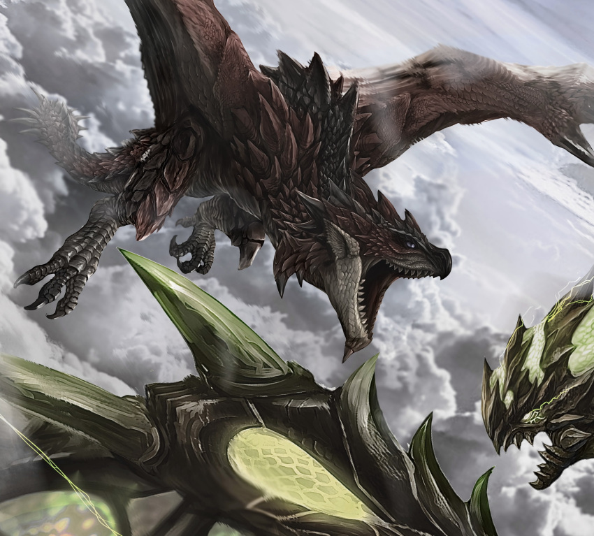 Safebooru - absurdres astalos blue eyes claws clouds dragon electricity ...