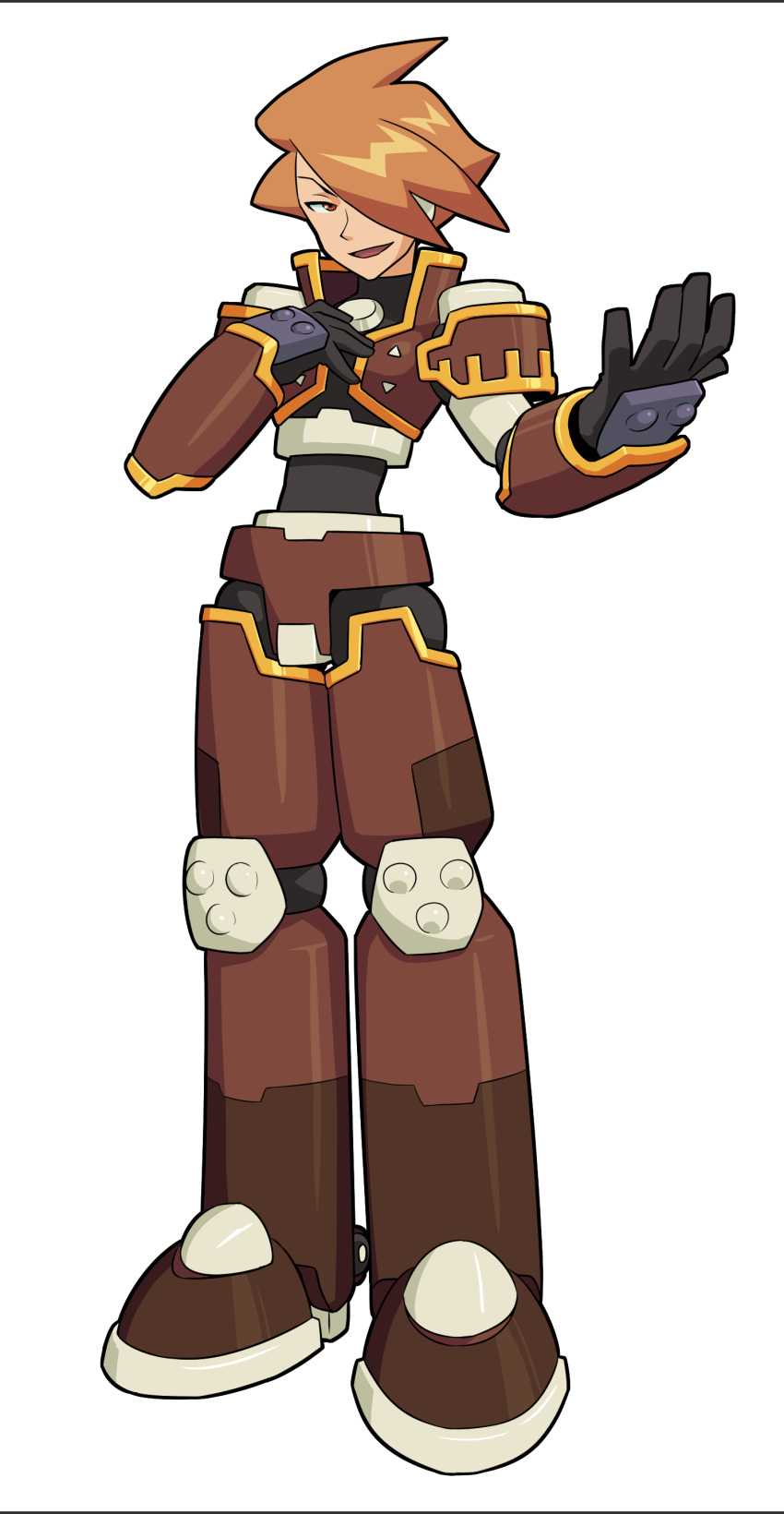 Safebooru - 1boy :d absurdres android black gloves brown hair ...