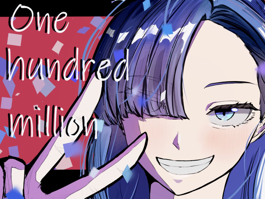 Safebooru - 1girl ado (utaite) blue eyes blue hair clenched teeth ...