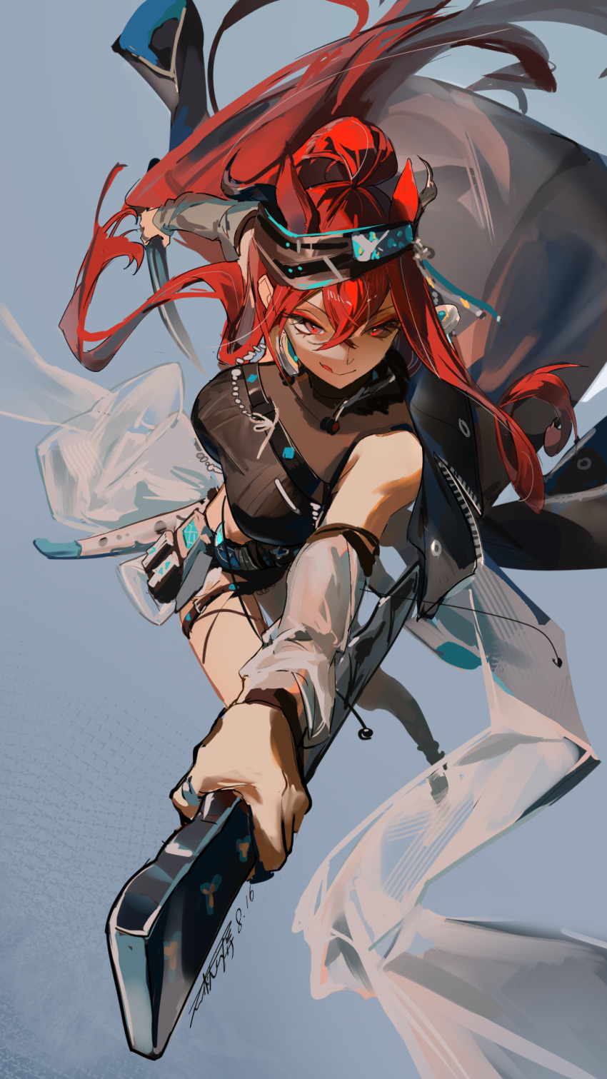 Safebooru - 1girl :q animal ears arknights asona bare shoulders black shirt blue background ...