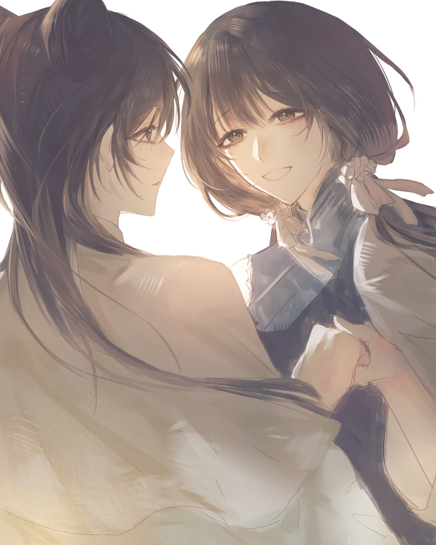 Safebooru - 2girls absurdres black eyes black hair black shirt chinese commentary commentary ...