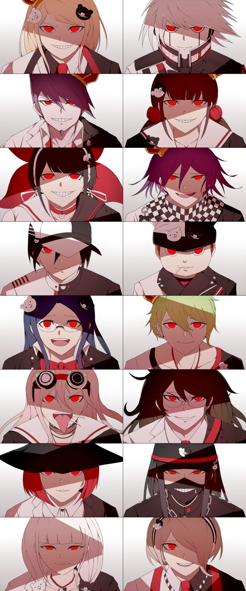 Safebooru - 6+boys 6+girls :3 absurdres akamatsu kaede alternate costume alternate eye color ...
