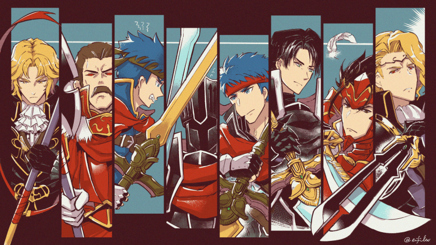 Safebooru - 6+boys alondite armor black armor black hair black knight ...