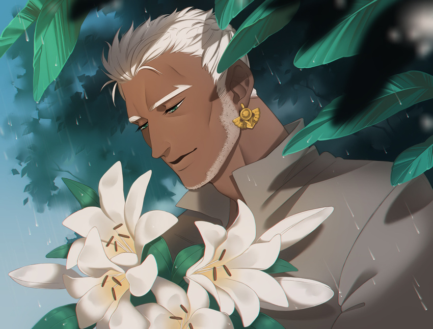 Safebooru - 1boy beard closed mouth collared shirt dark-skinned male ...