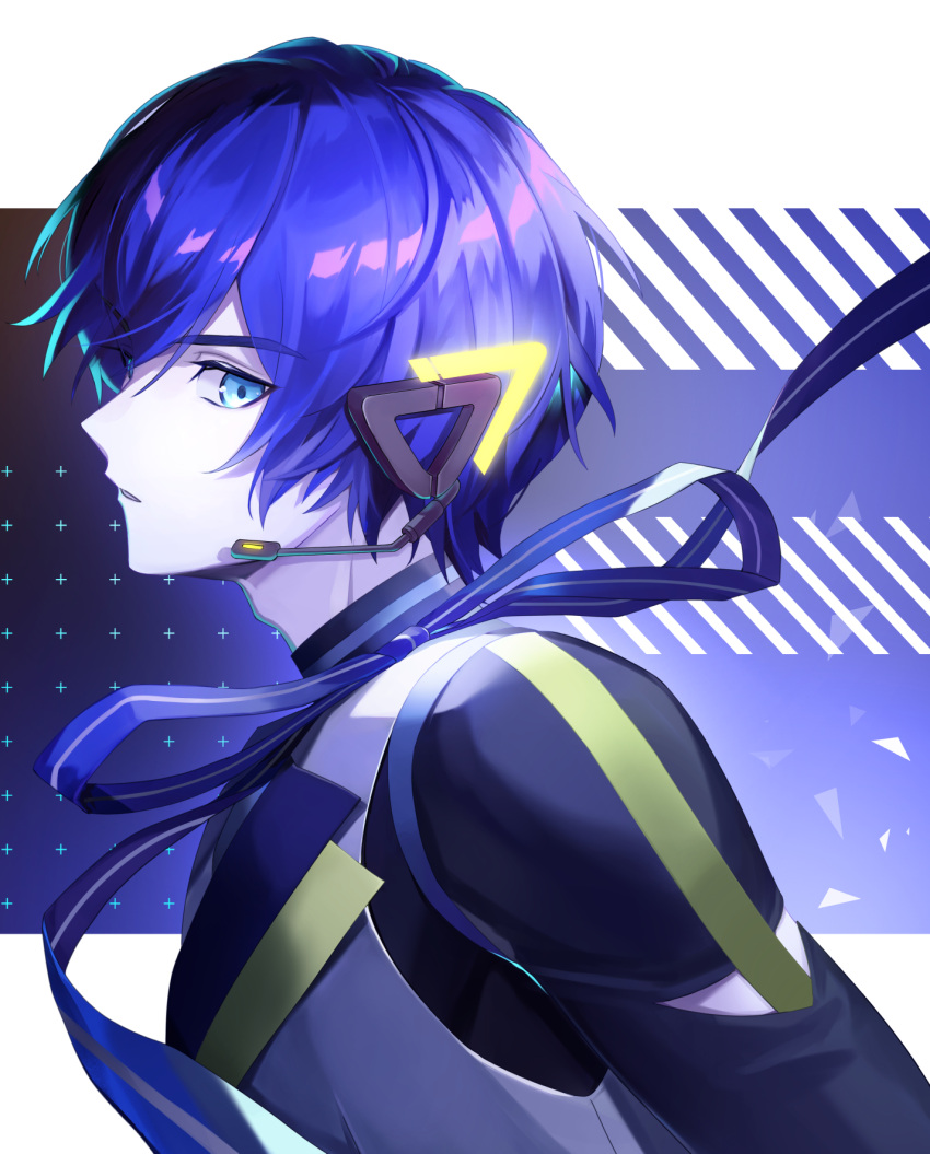 Safebooru 1boy Black Sleeves Blue Eyes Blue Hair Blue Ribbon Closed 2213