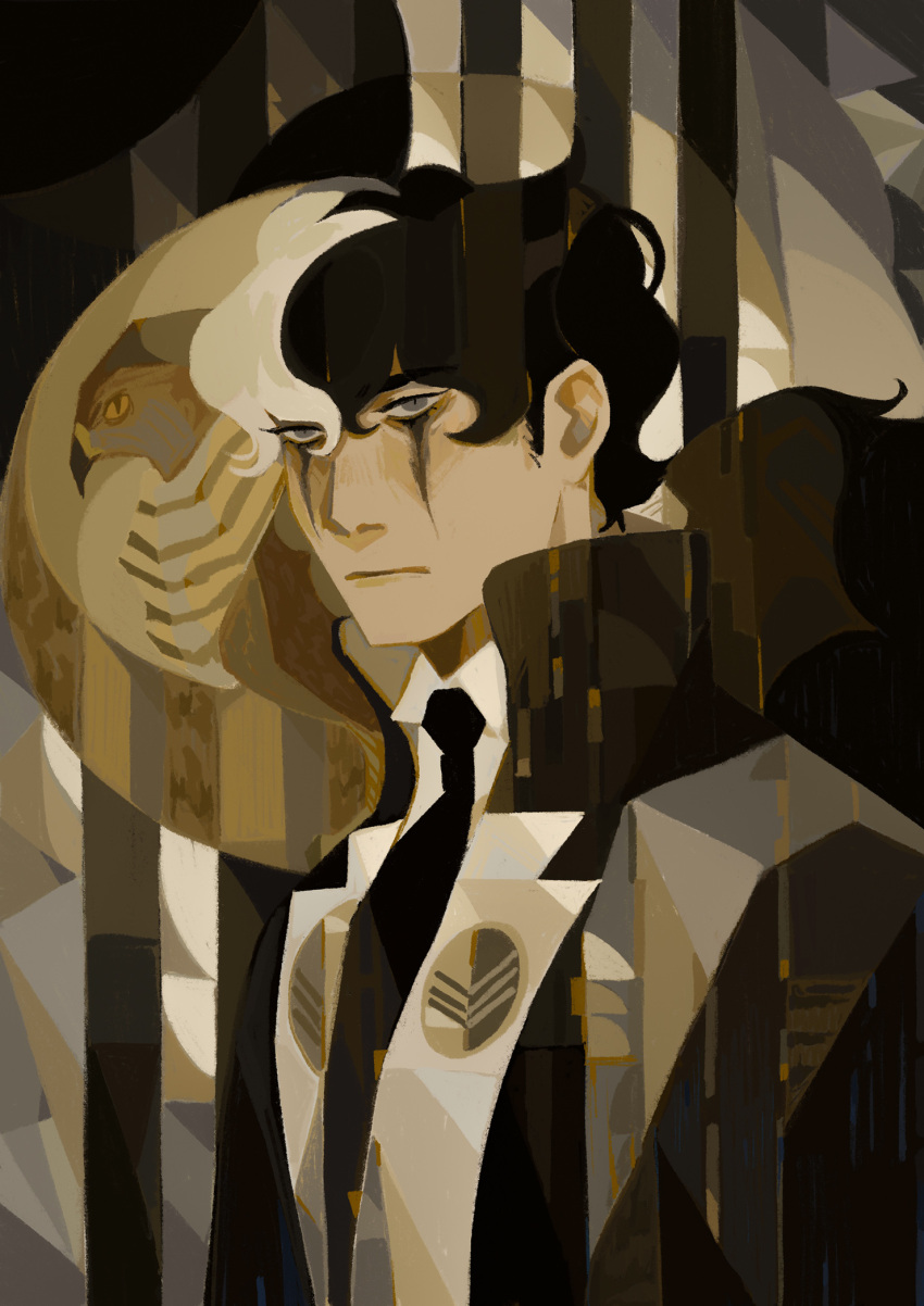 Safebooru - 1boy :i ace attorney animal bird black jacket black necktie ...