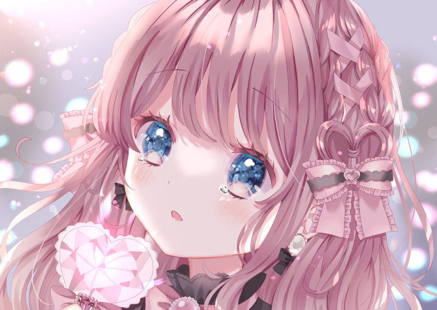 Safebooru - 1girl absurdres azarashi6 black shirt blue eyes blurry blurry background blush bokeh ...