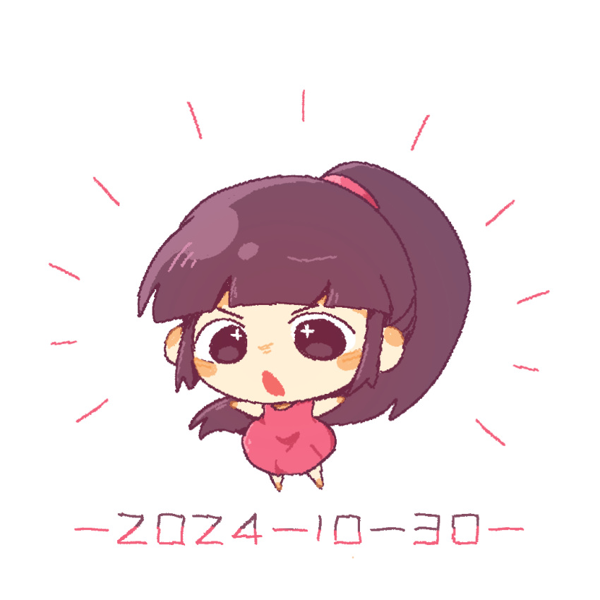 Safebooru - 1girl barefoot blush stickers brown eyes brown hair chibi ...