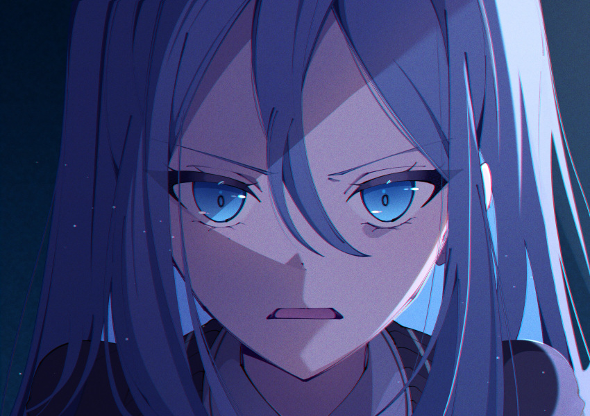 Safebooru - 1girl 25-ji nightcord de. (project sekai) absurdres angry blue background blue eyes ...