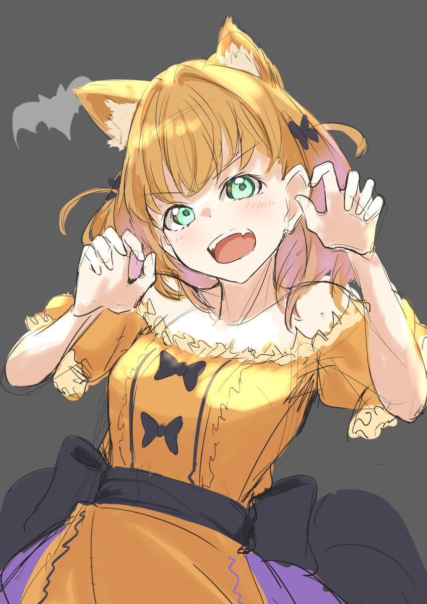 Safebooru - 1girl :d absurdres animal ears blush breasts claw pose collarbone commentary crossed ...