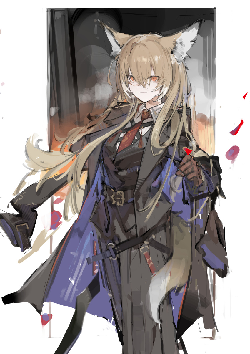 Safebooru - 1girl absurdres animal ears arknights black coat black jacket brown hair closed ...