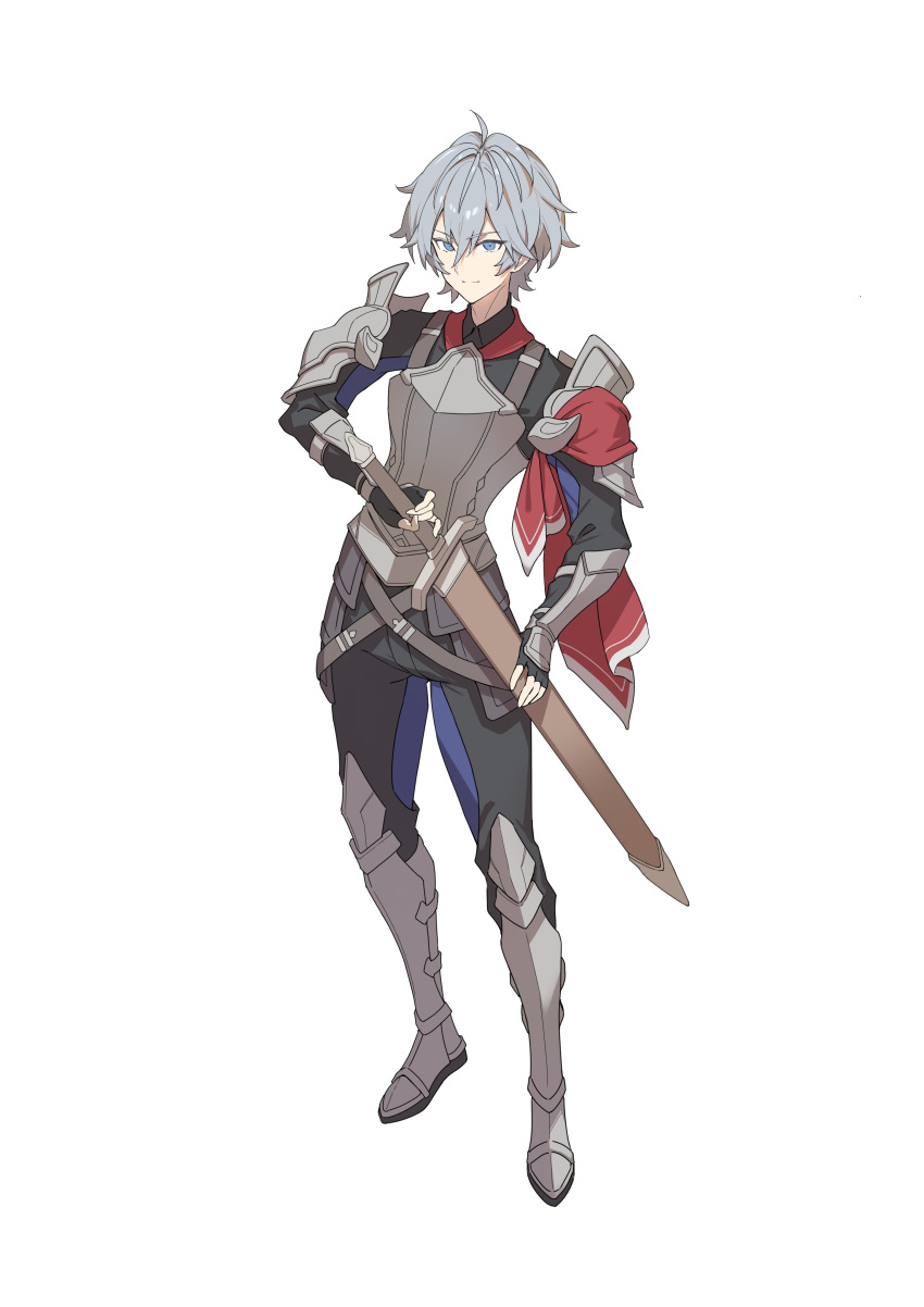 Safebooru - 1boy absurdres armor belt black gloves black pants black shirt blue eyes breastplate ...