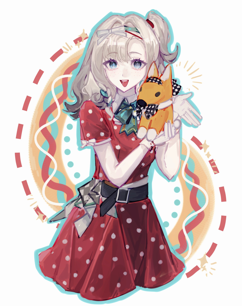 Safebooru - 1girl :d absurdres animal animalization aqua headband belt black belt blue eyes ...