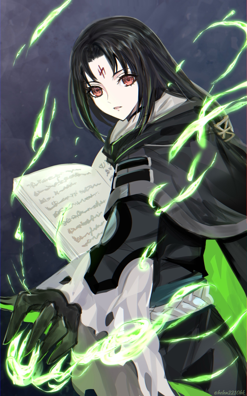 Safebooru - 1boy black hair book commentary request facial mark fire ...