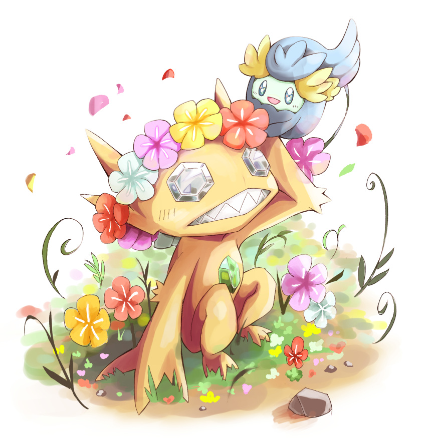 Safebooru - :d comfey commentary request falling petals flower flower ...