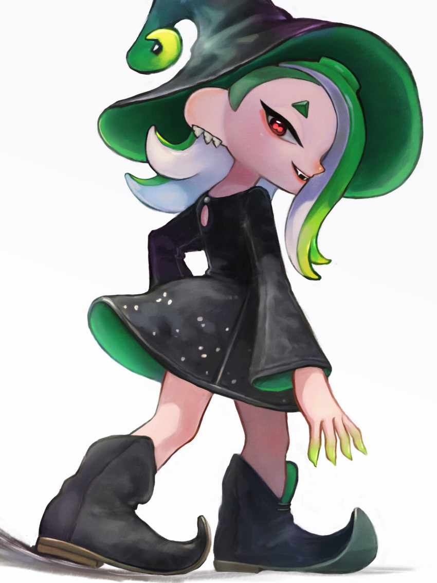 Safebooru - 1girl black dress black footwear black hat cephalopod eyes ...
