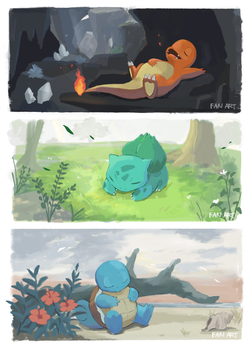 Safebooru - bulbasaur charmander claws embers fangs flame-tipped tail ...