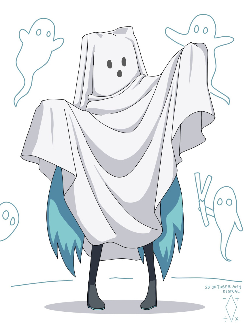 Safebooru - 1girl blue hair boots commentary digiral english commentary ...