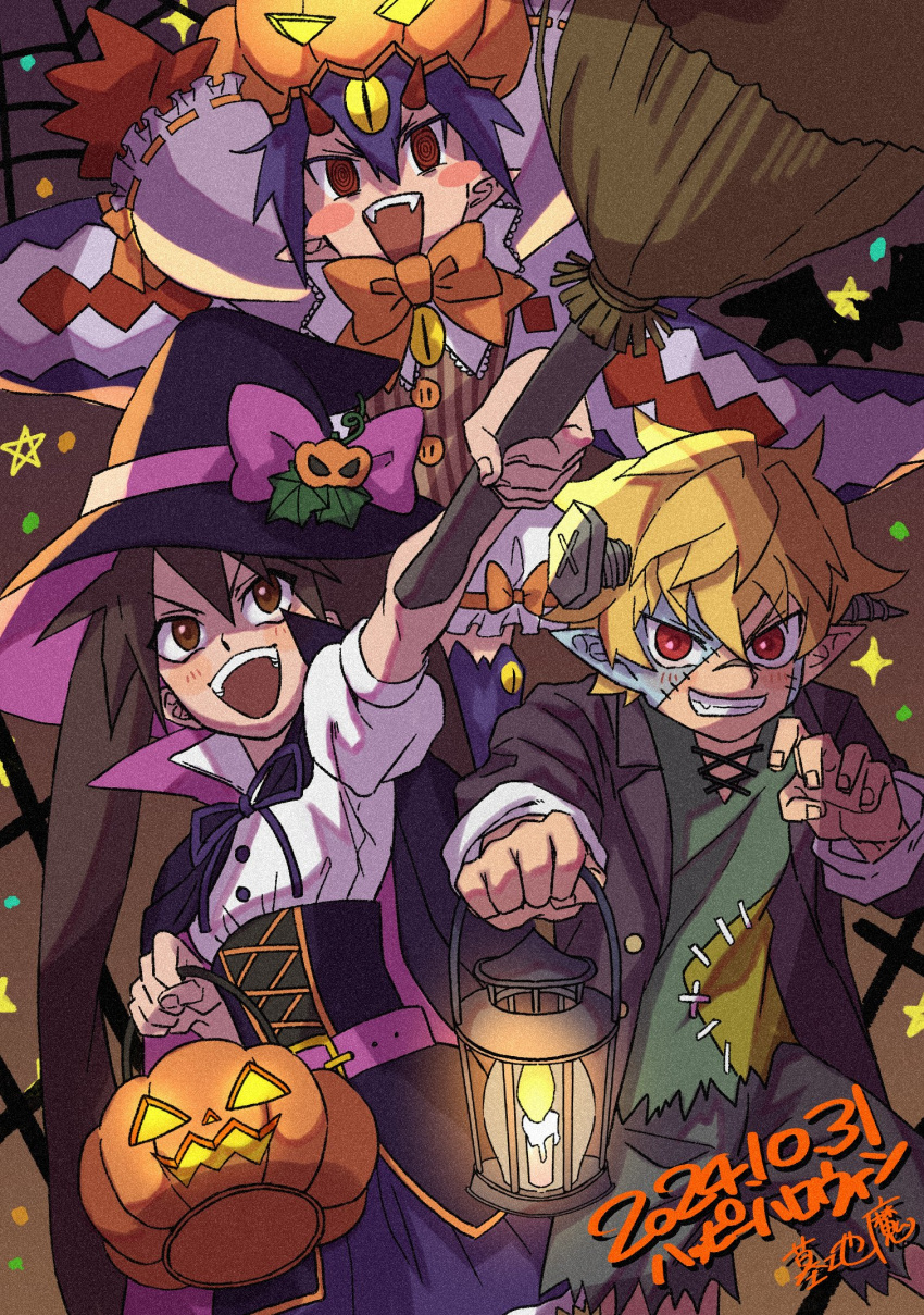 Safebooru - 1boy 2girls battle of blood blonde hair broom brown eyes ...