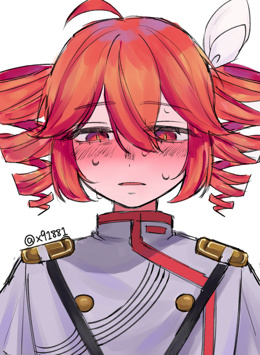 Safebooru - 1girl absurdres ahoge belt black belt blush bow buttons double-breasted double ...