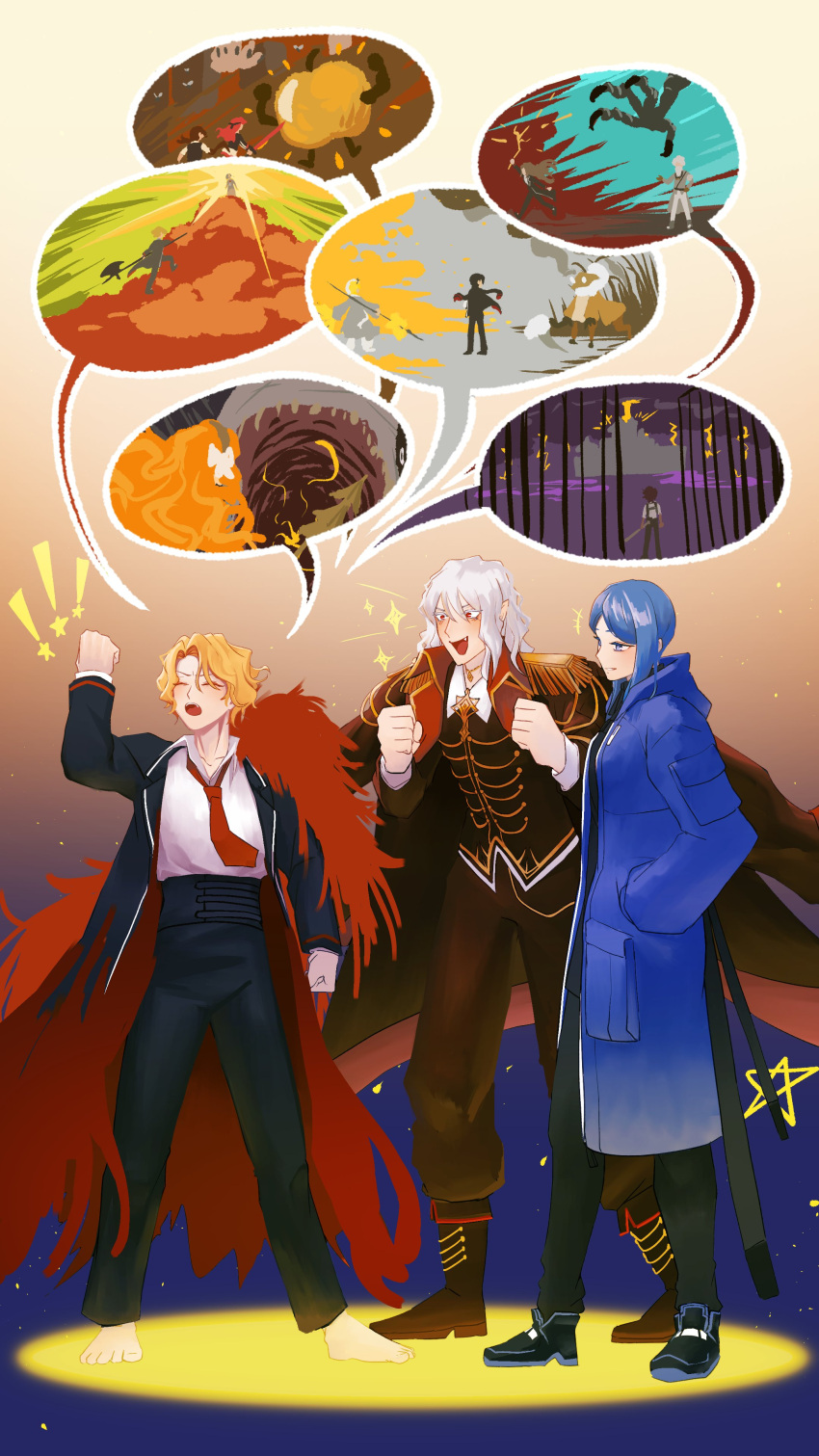 Safebooru - ! !! +++ 1boy 2girls absurdres arachnidlegs arm up baba yaga (project moon) barefoot ...