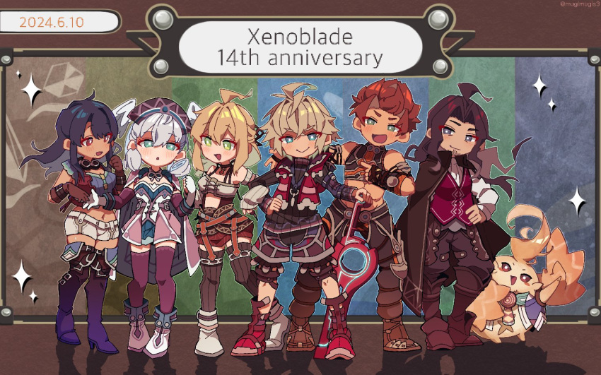 Safebooru - 2024 3boys 3girls :d abs anniversary black hair black ...